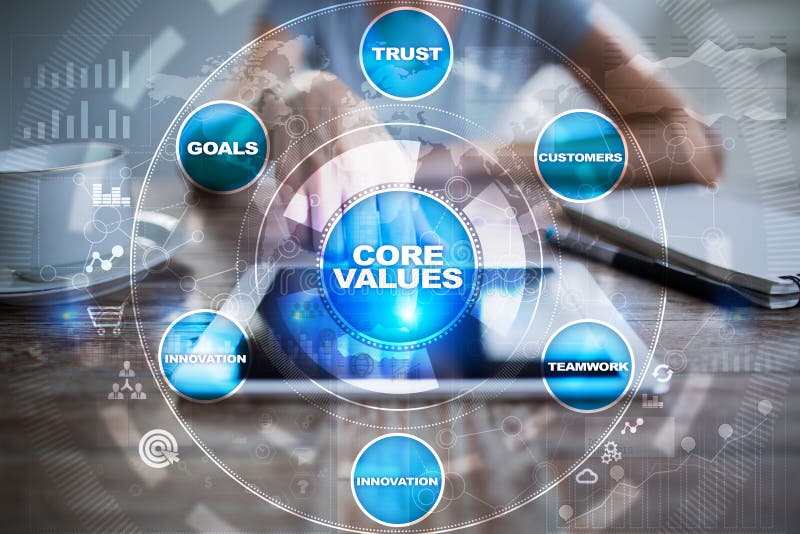 Core Values Business and Technology Concept on the Virtual Screen ...