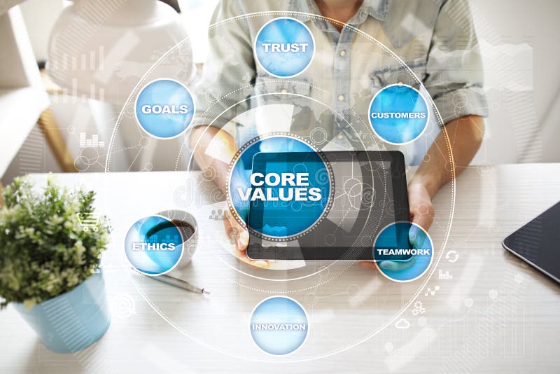 Core Values Business and Technology Concept on the Virtual Screen ...