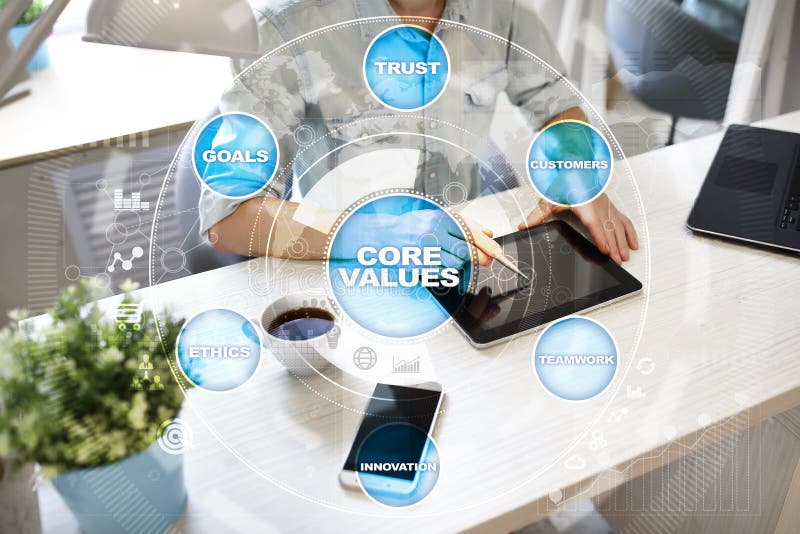 Core Values Business and Technology Concept on the Virtual Screen ...