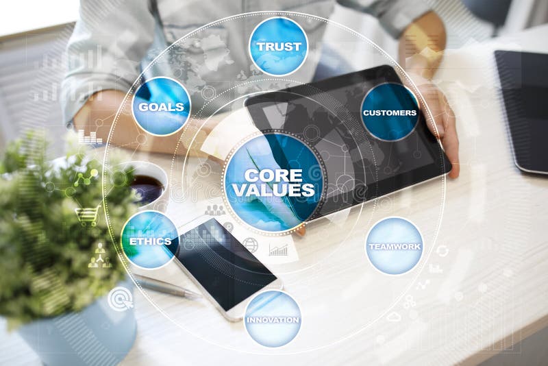 Core Values Business and Technology Concept on the Virtual Screen ...