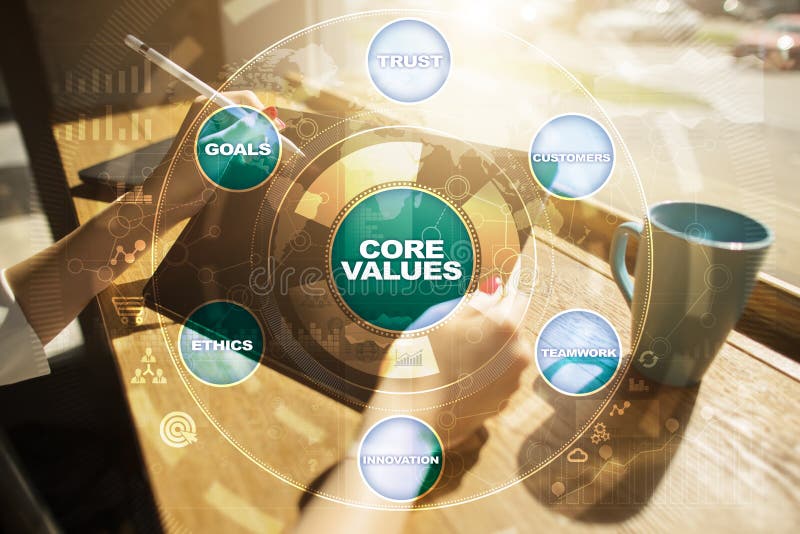 Core Values Business and Technology Concept on the Virtual Screen ...