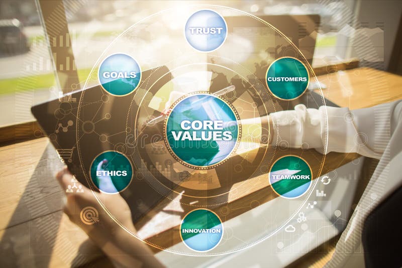 Core Values Business and Technology Concept on the Virtual Screen ...