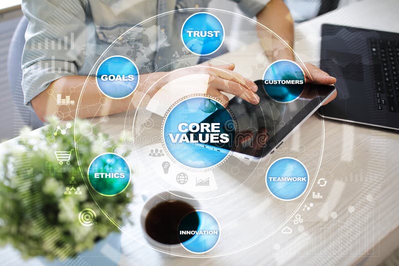Core Values Business and Technology Concept on the Virtual Screen ...