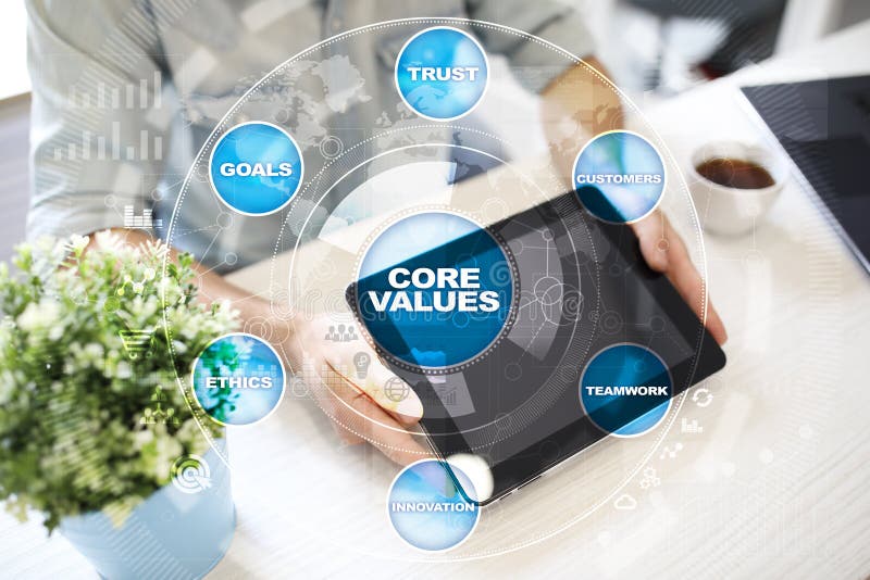 Core Values Business and Technology Concept on the Virtual Screen ...