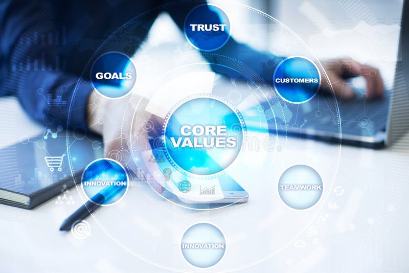 Core Values Business and Technology Concept on the Virtual Screen ...