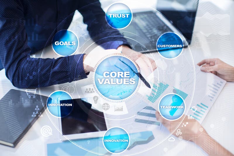 Core Values Business and Technology Concept on the Virtual Screen Stock ...
