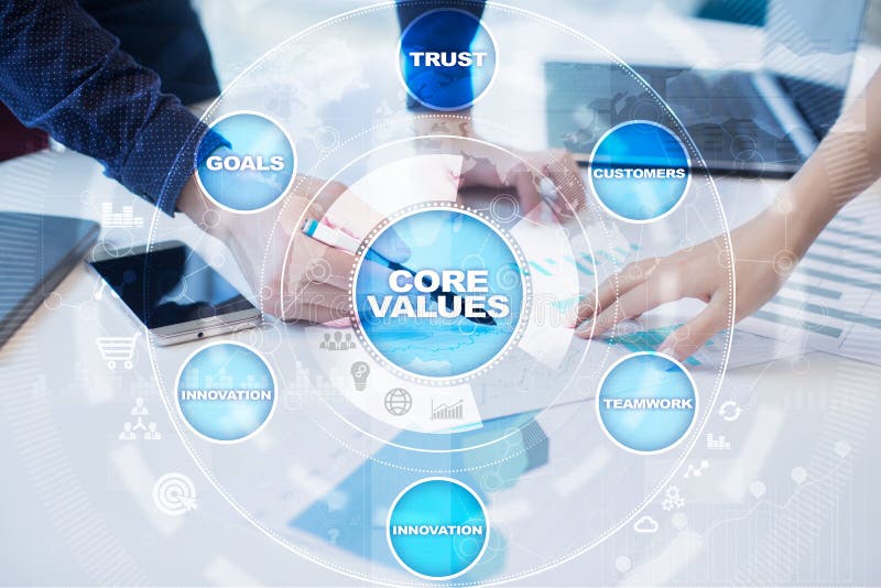 Core Values Business and Technology Concept on the Virtual Screen Stock ...