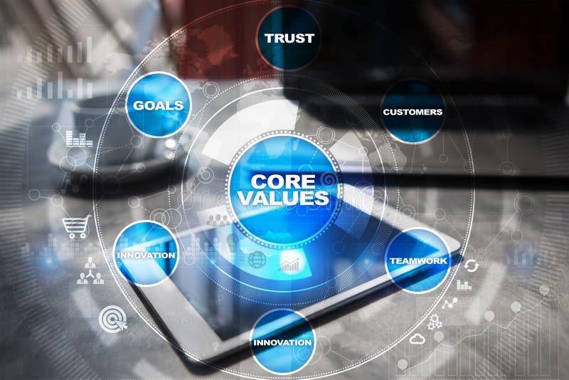Core Values Business and Technology Concept on the Virtual Screen ...