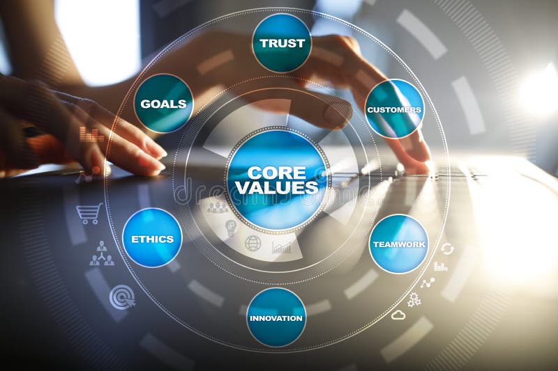 Core Values Business and Technology Concept on the Virtual Screen ...