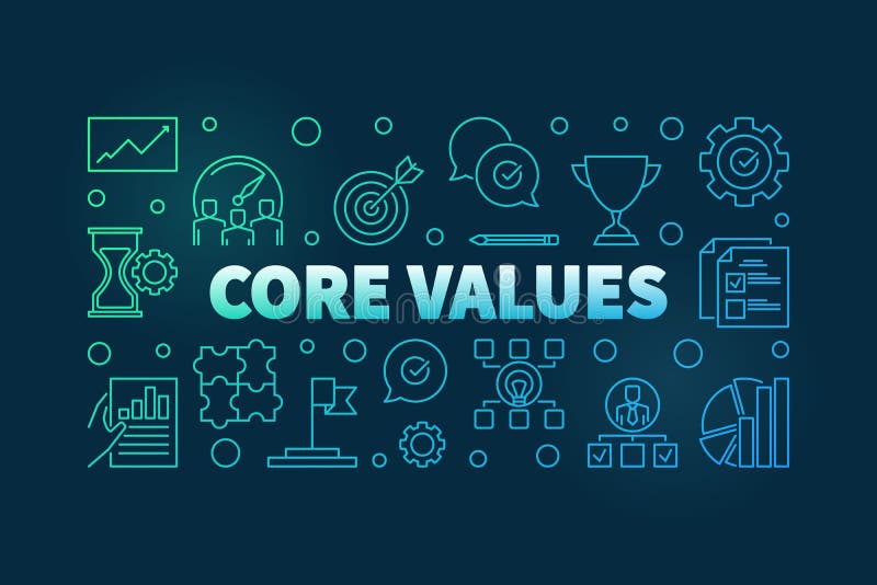 Vector Core Values Circular Illustration in Thin Line Style Stock ...