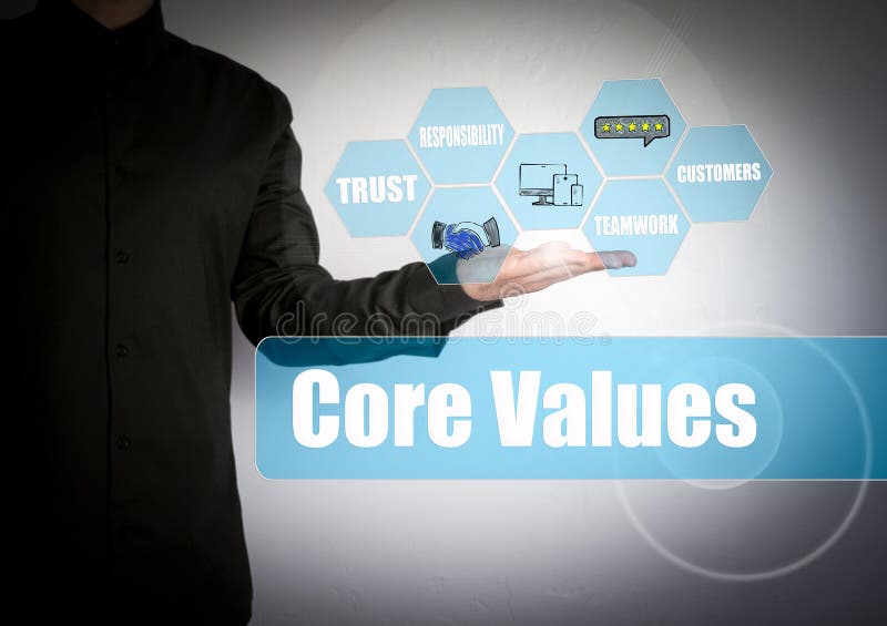 Core Values Concept. Successful Businessman at the Light Background ...