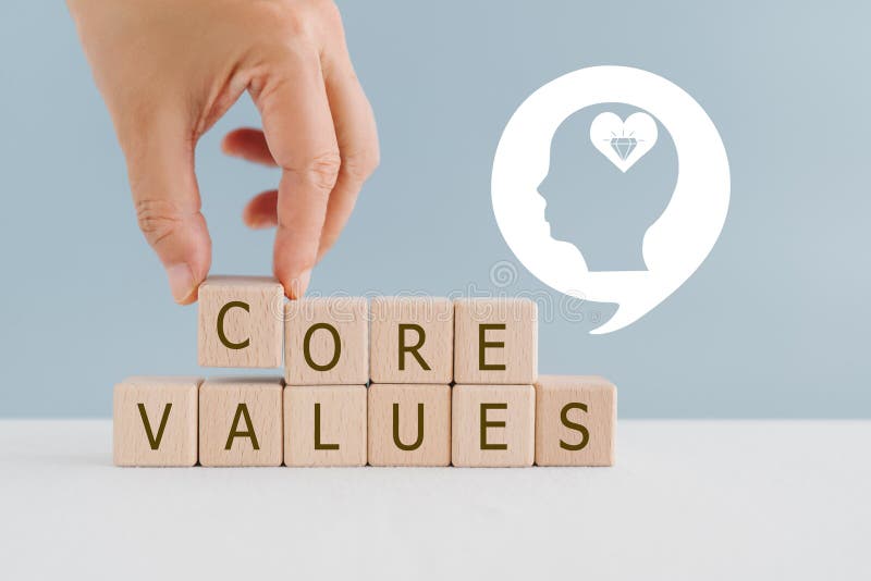 For Core Values, Corporate Values Concept, Hand Arranged Wooden Cube ...