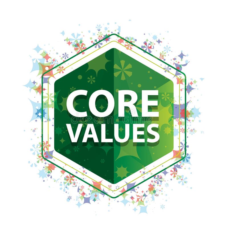 Core Values Floral Plants Pattern Green Hexagon Button Stock ...
