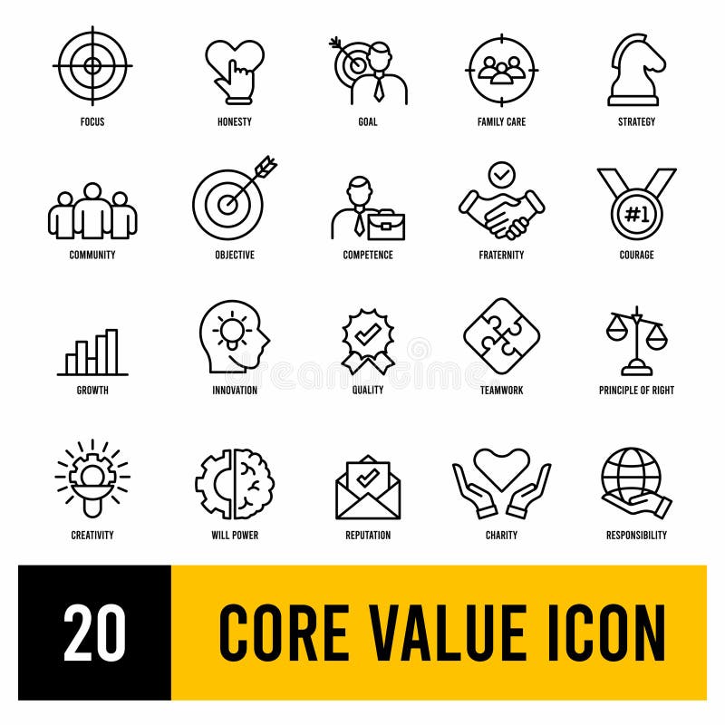 Core Values Icon Set Design Element Assets Stock Illustration ...