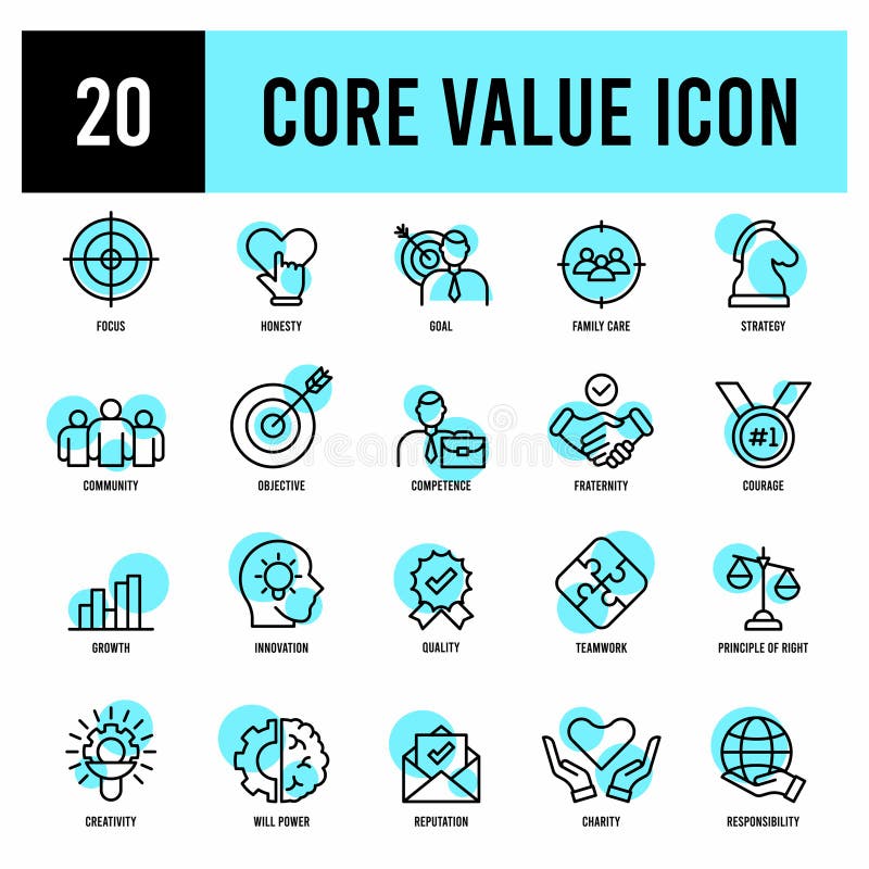 Core Values Icon Set Design Element Assets Stock Illustration ...