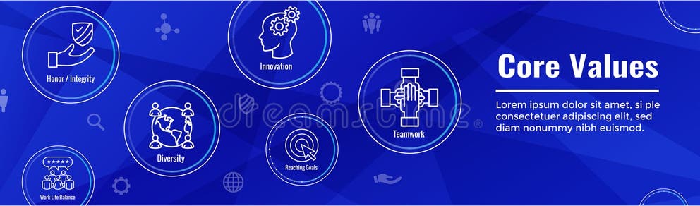 Core Values Icon Set & Web Header Banner Showing Icons of Core Values ...