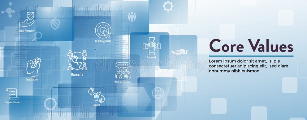 Core Values Icon Set & Web Header Banner Showing Icons of Core Values ...