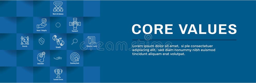 Core Values Icon Set & Web Header Banner Showing Icons of Core Values ...