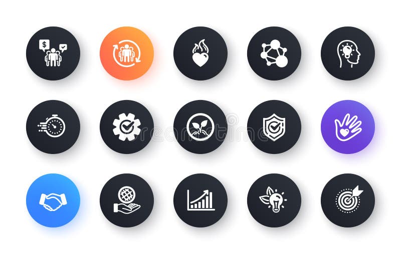 Core Values Icons. Integrity, Target Purpose and Strategy. Trust ...