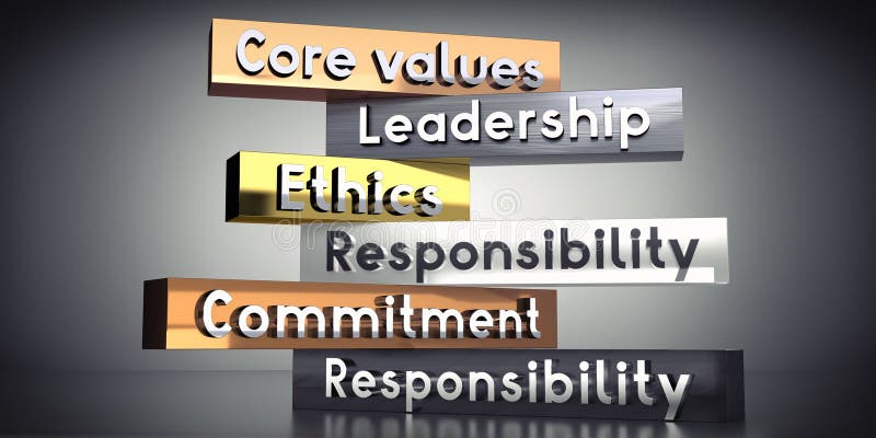 Core Values, Leadership, Ethics, Responsibility, Commitment, Responsibility Stock Illustration ...