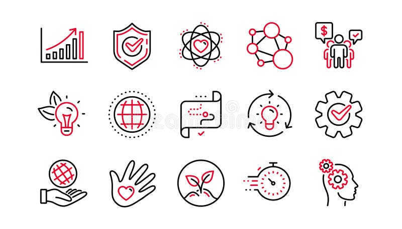 Core Values Line Icons. Integrity, Target Purpose and Strategy. Helping ...