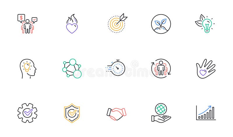 Core Values Line Icons. Integrity, Target Purpose and Strategy. Trust ...