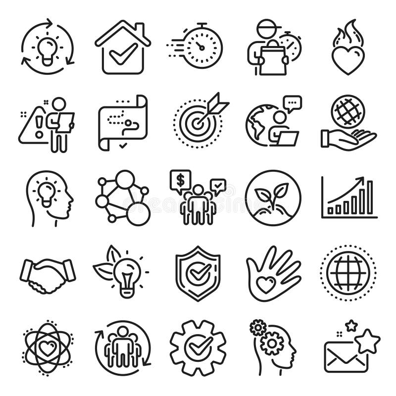 Core Values Line Icons. Integrity, Target Purpose and Strategy. Trust ...