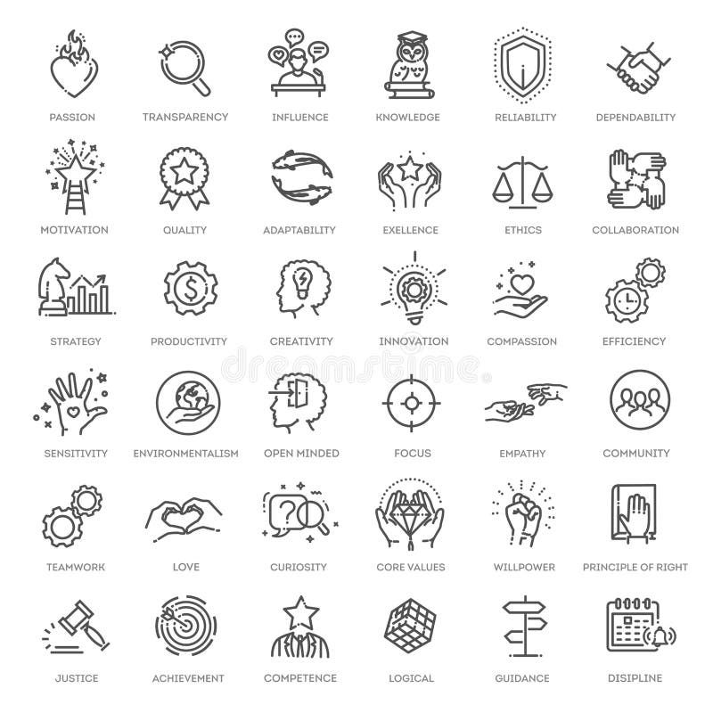 Core Values Line Icons. Vector Outline Symbols Stock Vector ...