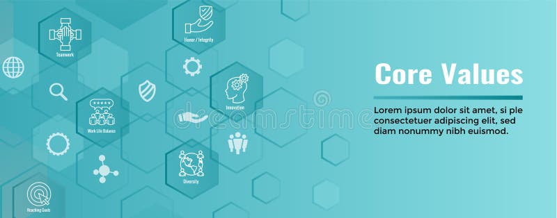Core Values or Mission and Vision Icon Set W Web Header Banner Stock ...