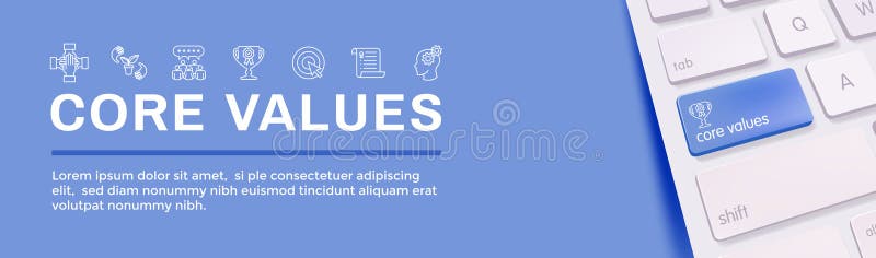 Core Values or Mission and Vision Icon Set W Web Header Banner Stock ...
