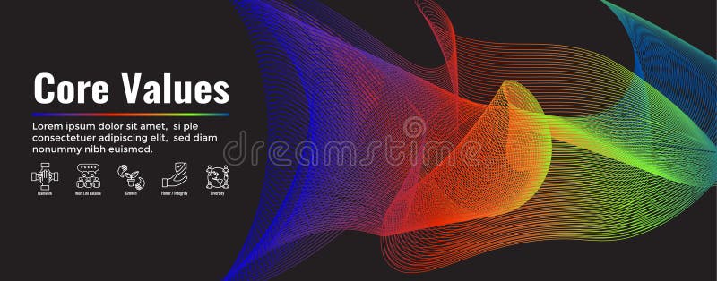 Core Values or Mission and Vision Icon Set W Web Header Banner Stock ...