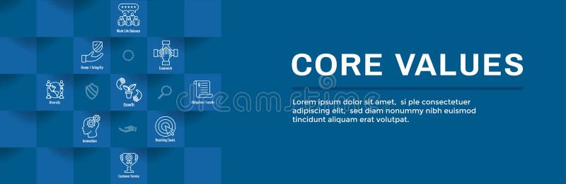 Core Values or Mission and Vision Icon Set W Web Header Banner Stock ...