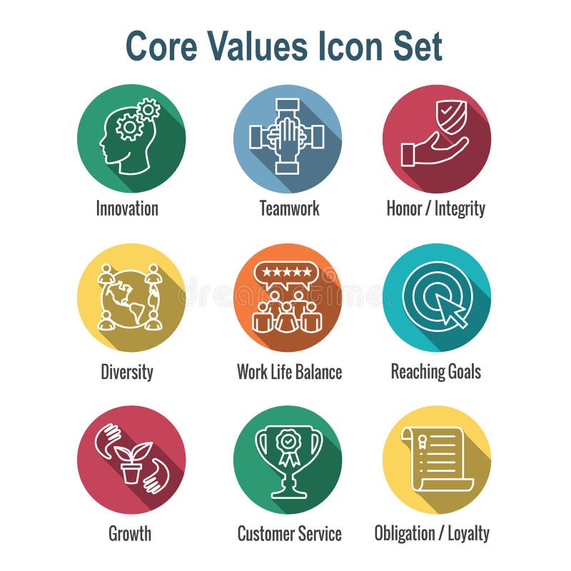 Core Values or Mission and Vision Icons Stock Vector - Illustration of ...
