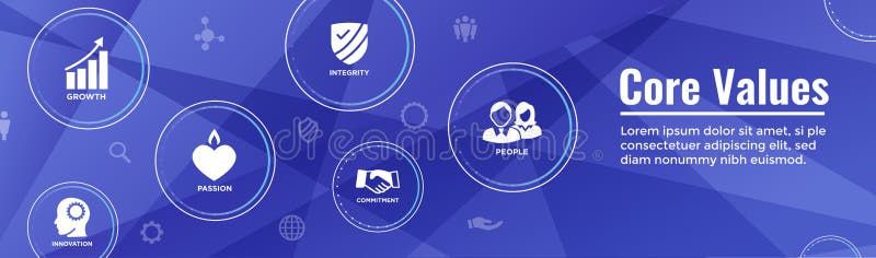 Core Values Outline Icon with Person and Collaborating & Thinking Ideas ...