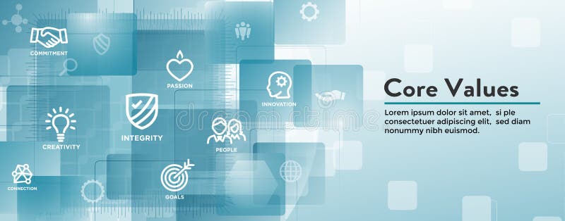 Core Values Outline Icon W Person and Collaborating / Thinking I Stock ...