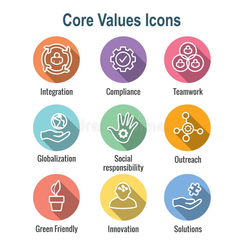 Core Values Outline / Line Icon Conveying Integrity - Purpose Stock ...