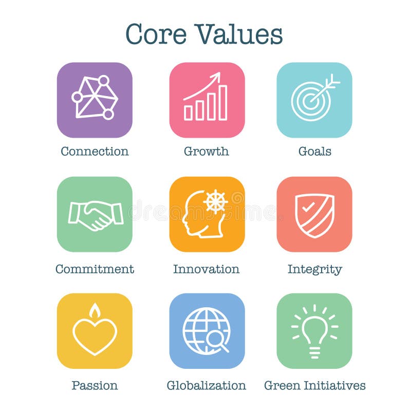 Core Values Outline / Line Icon Conveying Integrity - Purpose Stock ...
