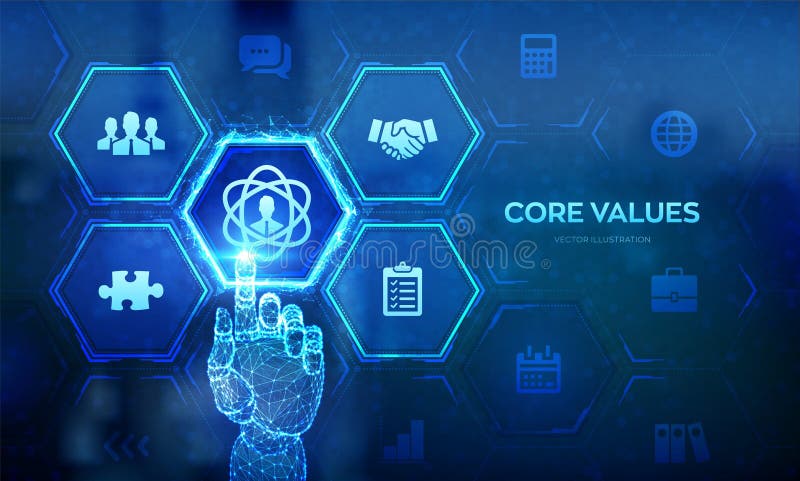 Core Values. Responsibility Ethics Goals Company Business Concept on ...