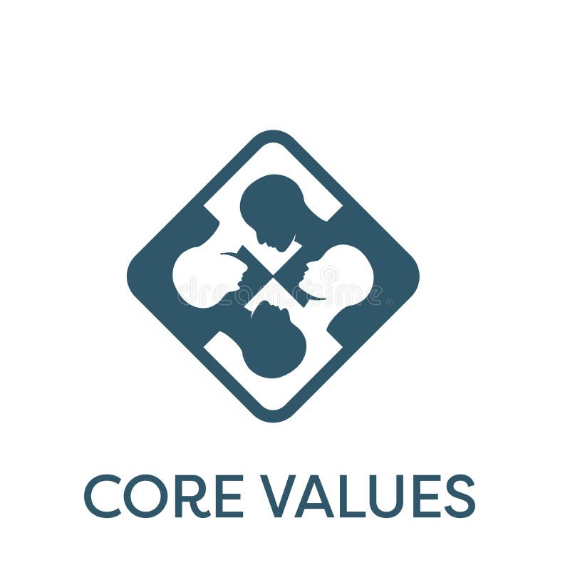 Core Values Solid Icon W Person & Collaborating / Thinking Ideas Stock ...