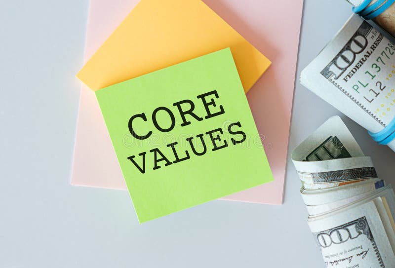 The Core Values Text on Colored Sticky Notes Next To the Light Bulb ...