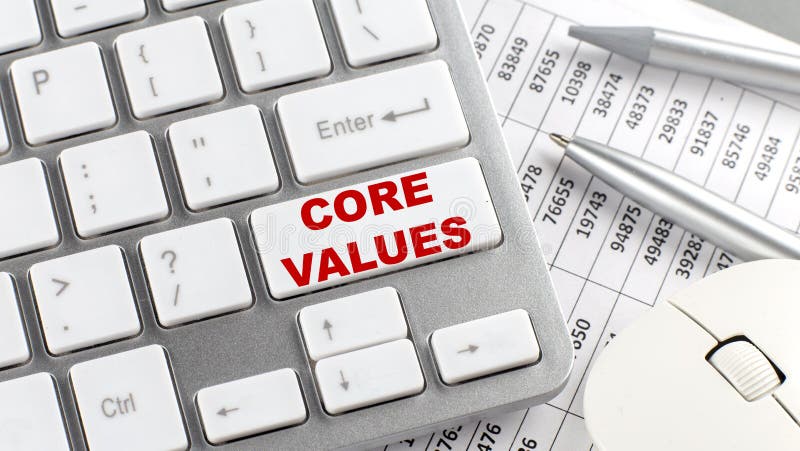 CORE VALUES Text on a Keyboard Wirh Chart and Pencil Stock Image ...