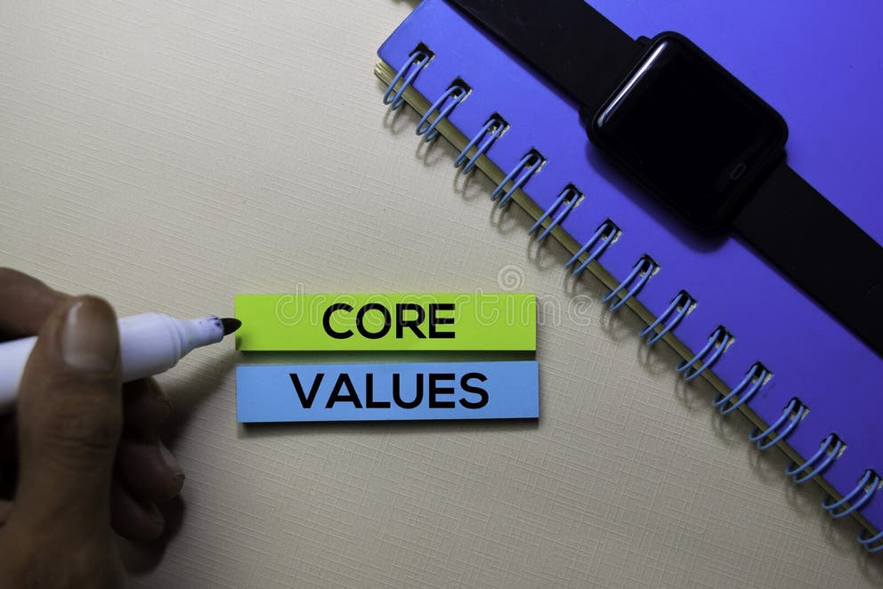 Core Values Text on Sticky Notes Isolated on Office Desk Stock Photo ...