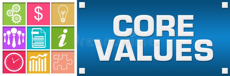Core Values Colorful Business Grid Blue Right Stock Illustration ...