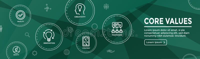 Core Values Web Header Banner Image with Integrity, Mission, Etc Stock ...