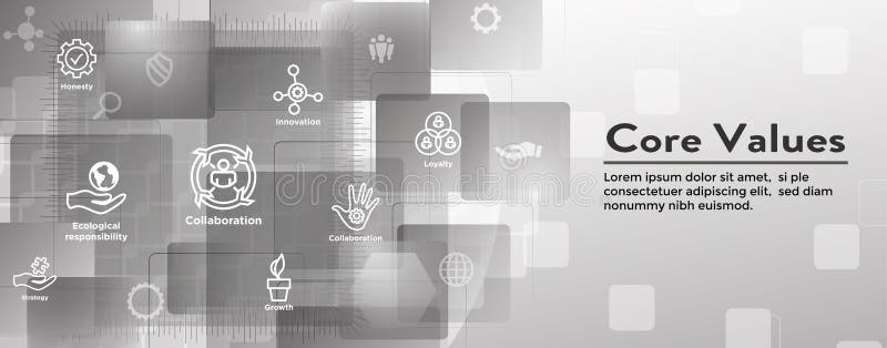 Core Values Web Header Banner Image with Integrity, Mission, Etc Stock ...