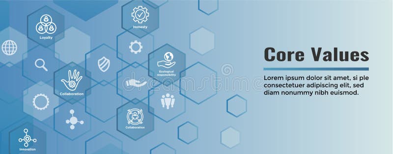Core Values Web Header Banner Image with Integrity, Mission, Etc Stock ...