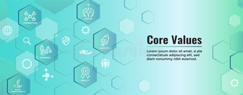 Core Values Web Header Banner Image with Integrity, Mission, Etc Stock ...
