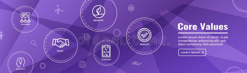 Core Values Web Header Banner Image with Integrity, Mission, Etc Stock ...