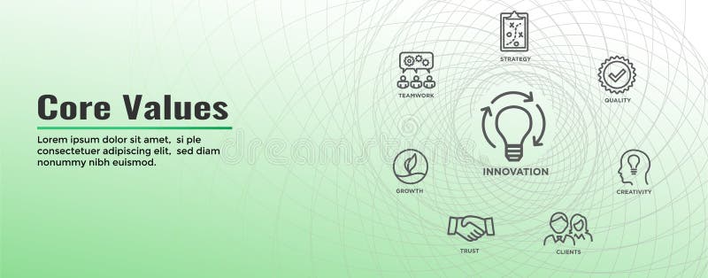 Core Values Web Header Banner Image with Integrity, Mission, Etc Icon ...