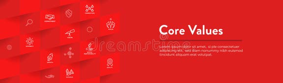 Core Values Web Header Banner with Integrity Mission and Vision Icons ...